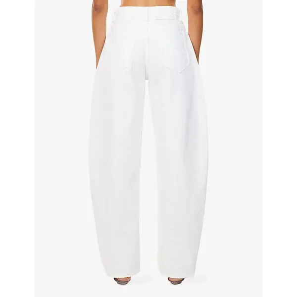 Alaïa Round Curved-leg Cotton Denim Jeans - Blanc