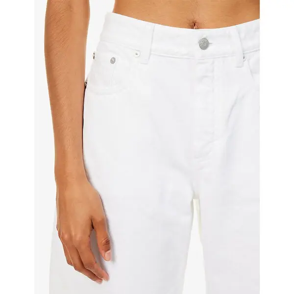 Alaïa Round Curved-leg Cotton Denim Jeans - Blanc