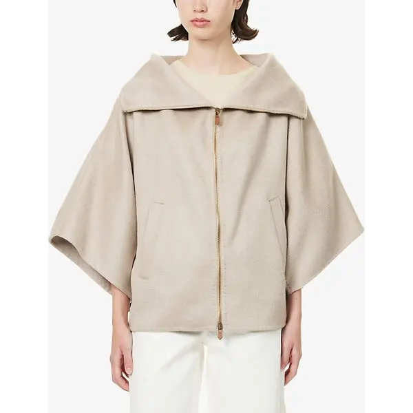 Max Mara Shawl Collar Cropped Cashmere Coat