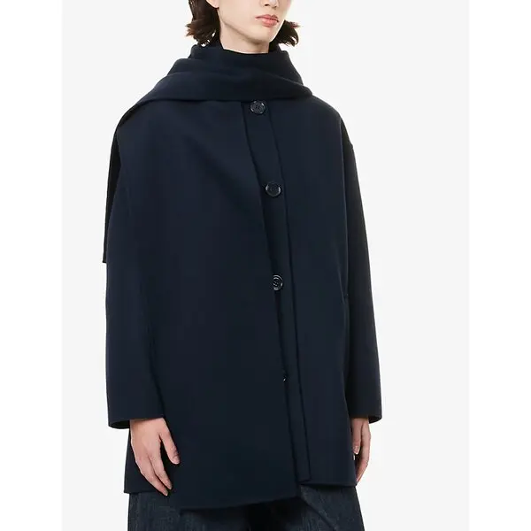 Max Mara Single-breasted Wool Coat With Detachable Scarf
