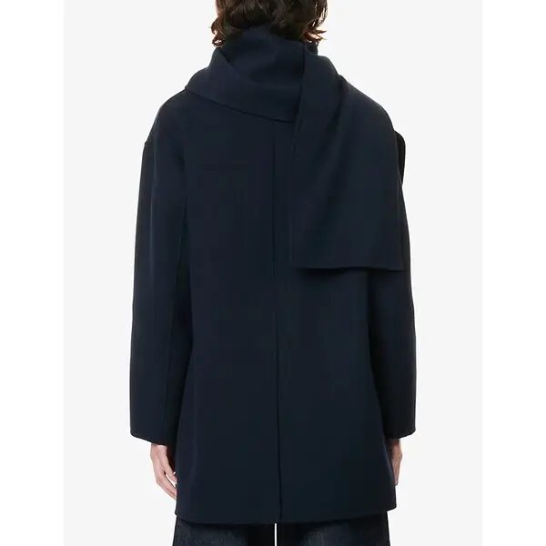 Max Mara Single-breasted Wool Coat With Detachable Scarf