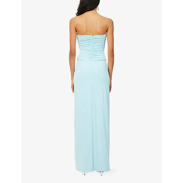 Simkhai Emma Gathered Bustier Jersey Maxi Gown - Pool