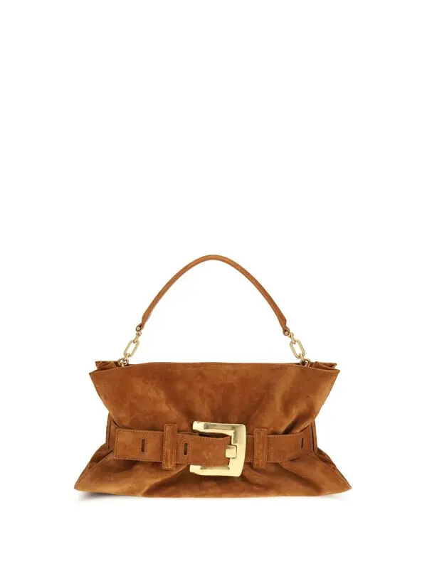 Balmain Medium Anthem Suede Calfskin Bag - Brown