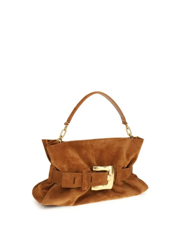 Balmain Medium Anthem Suede Calfskin Bag - Brown