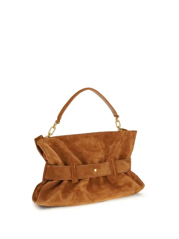 Balmain Medium Anthem Suede Calfskin Bag - Brown