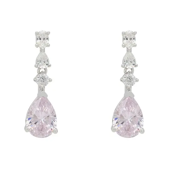 LATELITA Pink / Silver / White Kirsty Drop Earrings Morganite Silver - Pink/silver/white