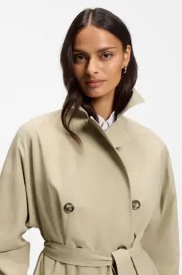 BOSS Water-repellent Trench Coat With Belt