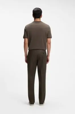 BOSS Regular-fit T-shirt In Cotton-silk Jacquard - Brown