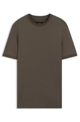 BOSS Regular-fit T-shirt In Cotton-silk Jacquard - Brown