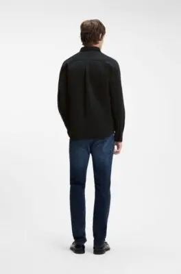 Hugo Relaxed-fit Shirt In Cotton Twill With Chest Logo - Black