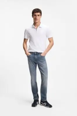 BOSS Stretch-cotton Slim-fit Polo Shirt With Logo Patch