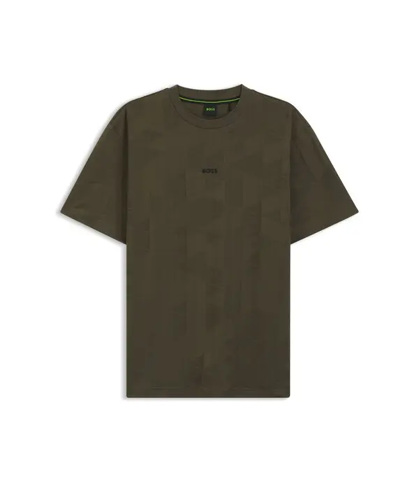 BOSS Cotton T-shirt With 3d-jacquard Pattern - Light Green