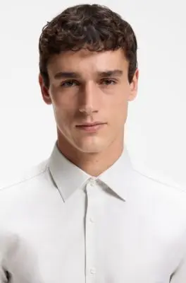 BOSS Slim-fit Shirt In Refined Italian Cotton - Khaki