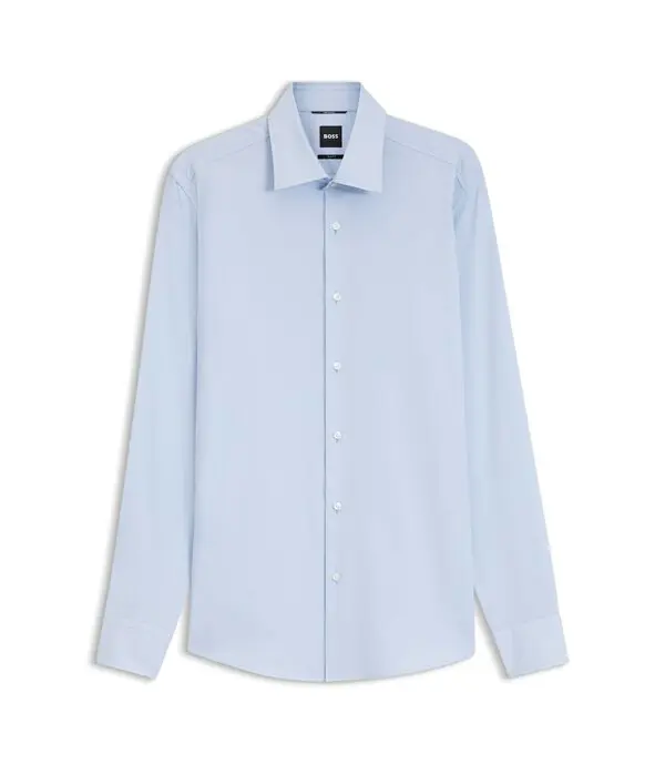 BOSS Slim-fit Shirt In A Thermoregulating Structured Cotton Blend