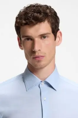 BOSS Slim-fit Shirt In A Thermoregulating Structured Cotton Blend