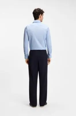 BOSS Slim-fit Shirt In A Thermoregulating Structured Cotton Blend
