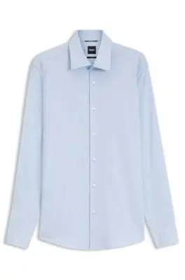 BOSS Slim-fit Shirt In A Thermoregulating Structured Cotton Blend