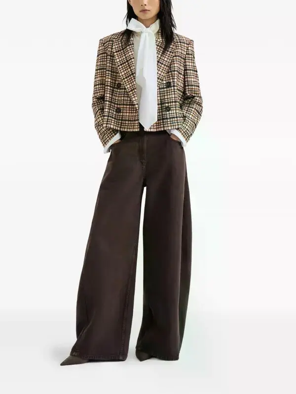 Brunello Cucinelli Checked Wool And Alpaca Comfort Blazer With Monili