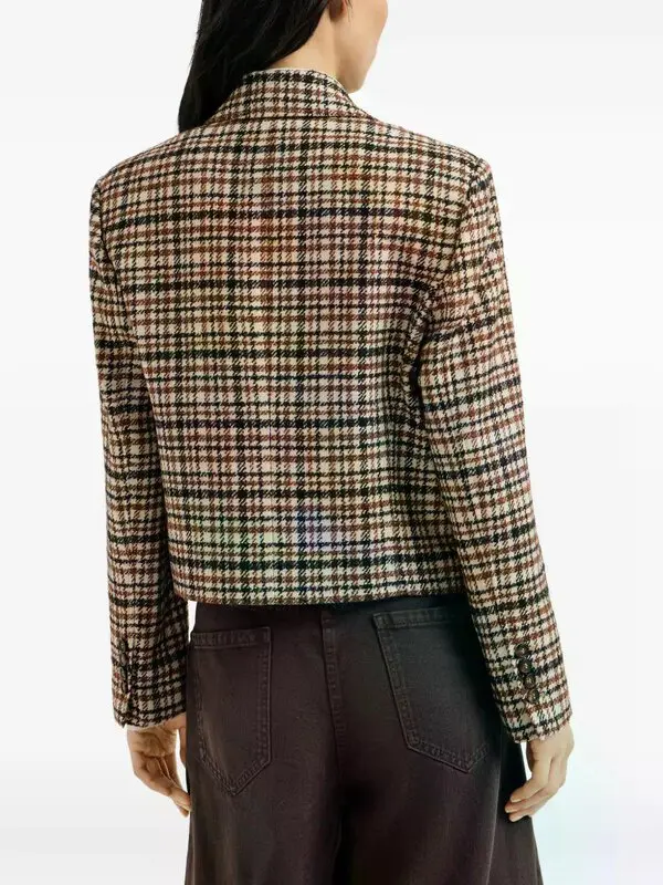 Brunello Cucinelli Checked Wool And Alpaca Comfort Blazer With Monili