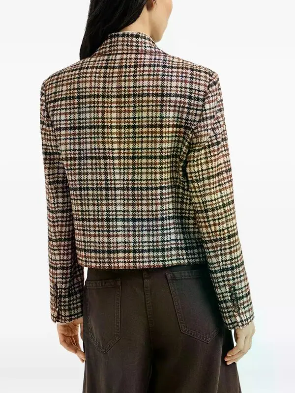 Brunello Cucinelli Checked Wool And Alpaca Comfort Blazer With Monili - Neutrals