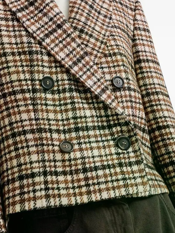 Brunello Cucinelli Checked Wool And Alpaca Comfort Blazer With Monili - Neutrals
