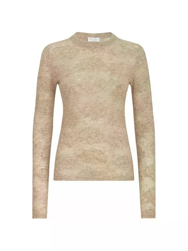 Brunello Cucinelli Silk, Alpaca And Wool Flower-lace Sweater - Neutrals