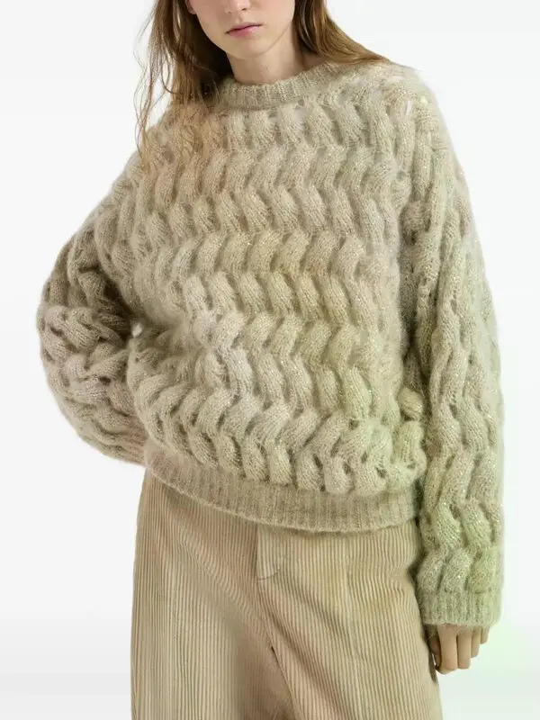 Brunello Cucinelli Dazzling Zigzag-cables Sweater In Mohair And Wool