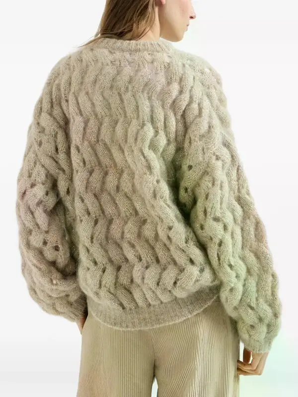 Brunello Cucinelli Dazzling Zigzag-cables Sweater In Mohair And Wool