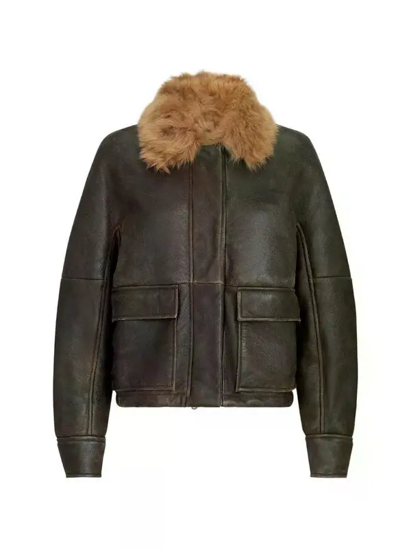 Brunello Cucinelli Shearling Aviator Jacket With Monili