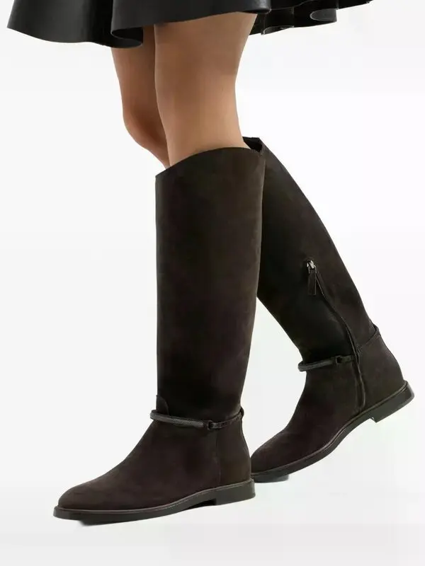 Brunello Cucinelli Suede Boots With Monili Strap