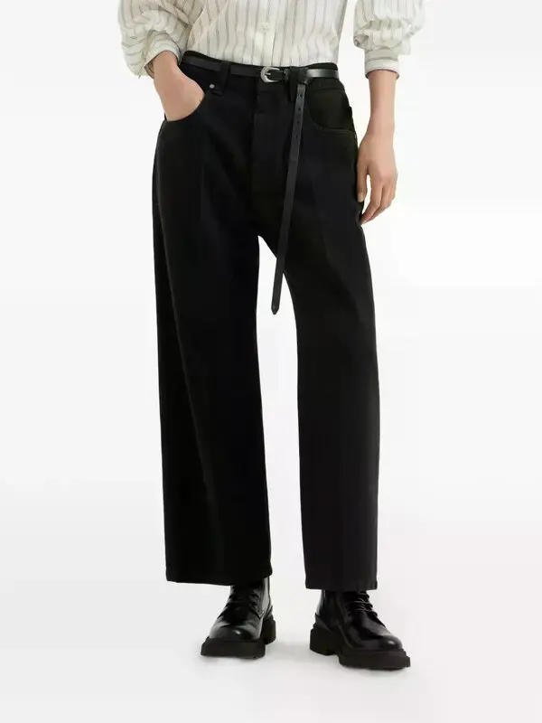 Brunello Cucinelli Dyed Denim Contemporary Square Trousers With Monili