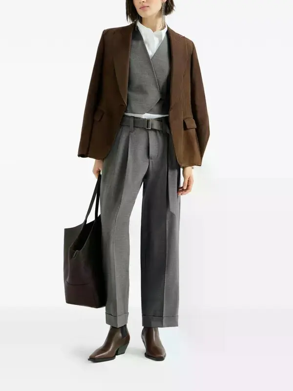 Brunello Cucinelli Tropical Luxury Wool Baggy Sartorial Trousers - Grey