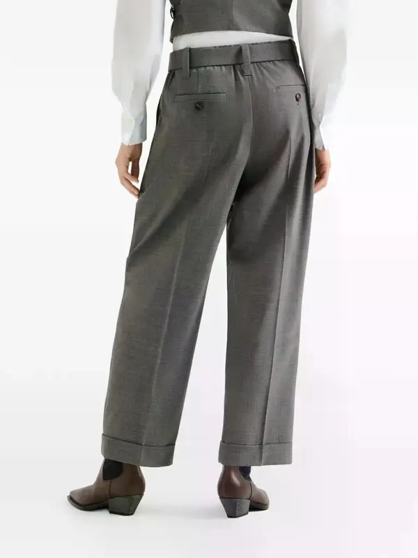 Brunello Cucinelli Tropical Luxury Wool Baggy Sartorial Trousers - Grey