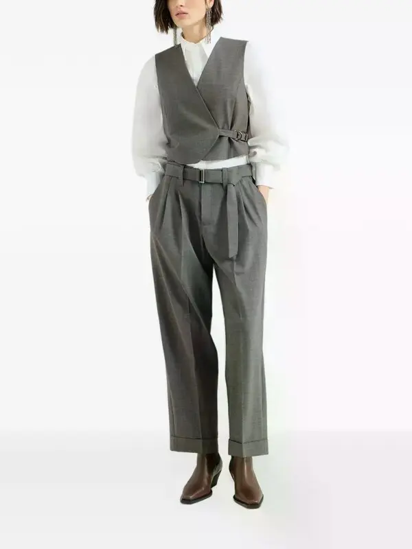Brunello Cucinelli Tropical Luxury Wool Baggy Sartorial Trousers - Grey