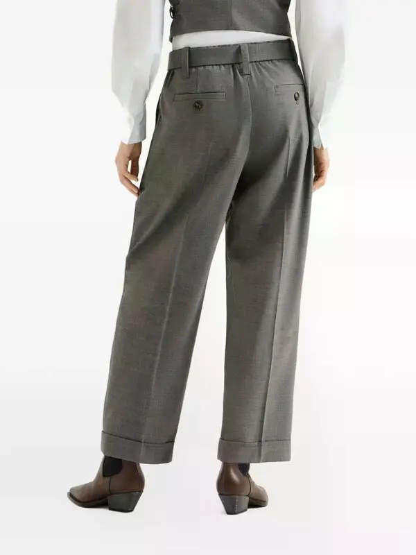 Brunello Cucinelli Tropical Luxury Wool Baggy Sartorial Trousers - Grey