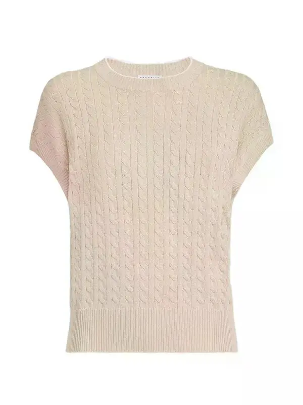 Brunello Cucinelli Sparkling Cotton Cable-knit Sweater - Neutrals