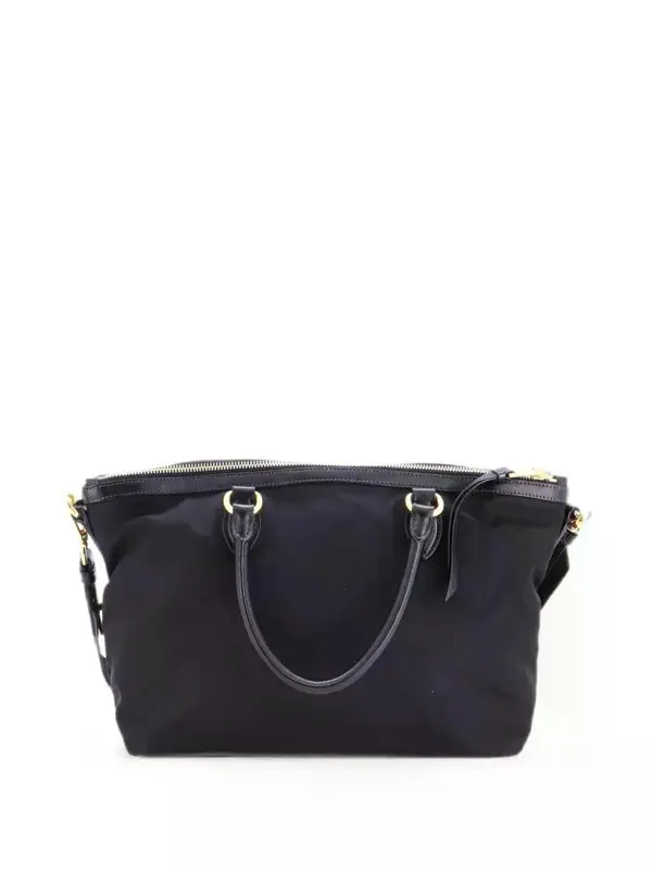 Prada Convertible Zip Tãƒâªssuto Small Tote Bag - Black