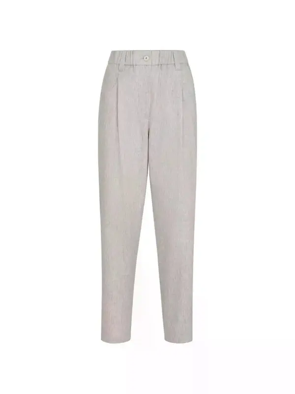 Brunello Cucinelli Wool Flannel Baggy Trousers With Monili Detail - Grey
