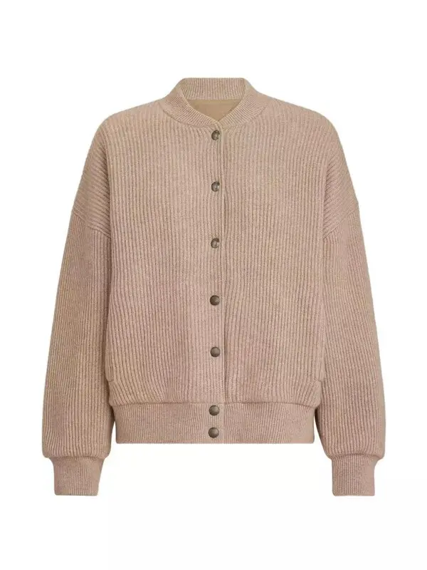 Brunello Cucinelli Cashmere English-rib Knit Bomber Jacket With Thermore® Padding - Neutrals