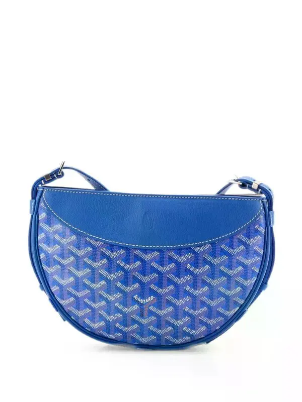 Goyard Hirondelle Shoulder Bag In Coated Canvas And Leather - Blue