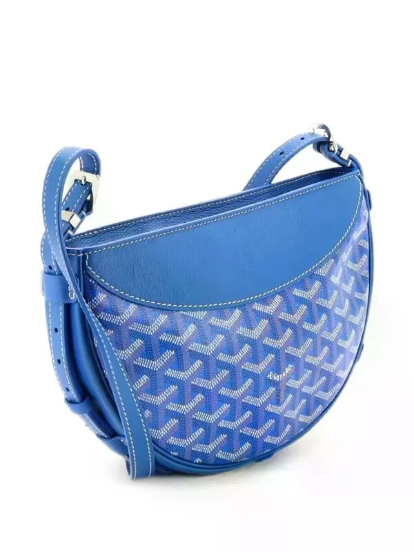 Goyard Hirondelle Shoulder Bag In Coated Canvas And Leather - Blue
