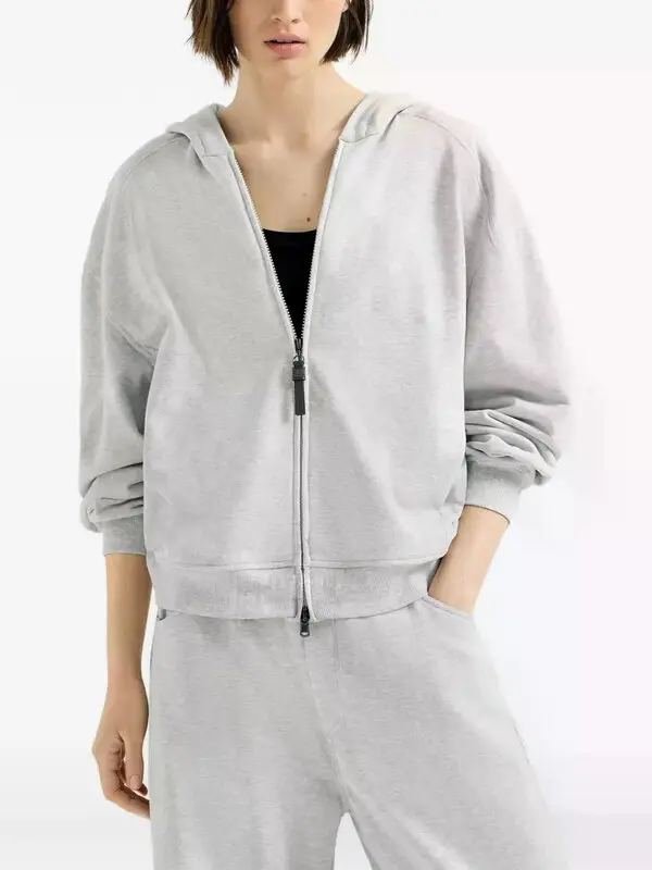 Brunello Cucinelli Cotton Smooth French-terry Topwear With Shiny Zipper-pull