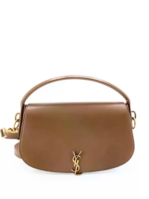 Saint Laurent Voltaire Top Handle Bag Leather Shoulder Bag - Grey