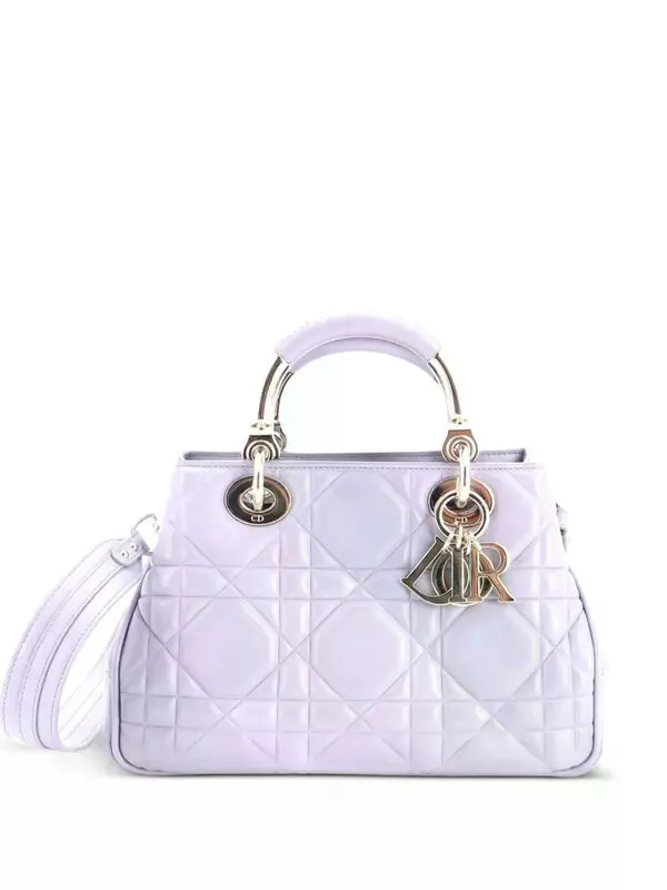 Dior Lady 95.22 Bag, Cannage Embossed Leather Crossbody Bag - Grey