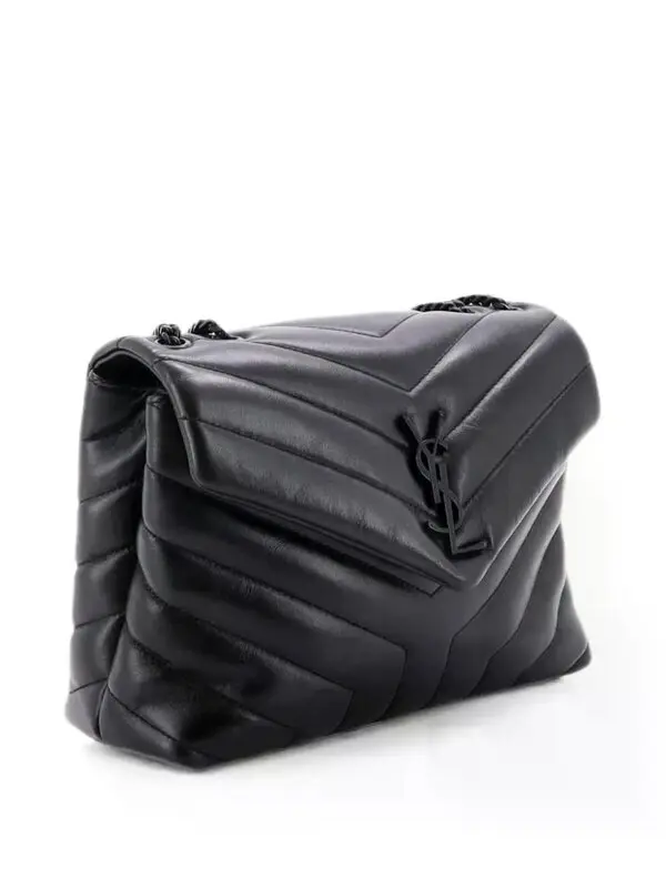Saint Laurent Small Loulou Matelassé Chevron Leather Shoulder Bag - Black