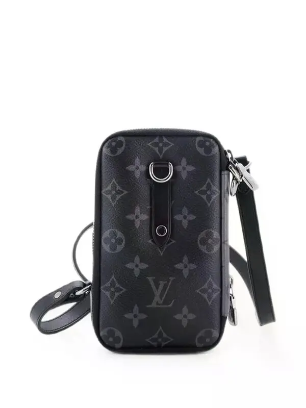 LOUIS VUITTON Double Phone Pouch Reverse Monogram Eclipse Canvas Clutch Bag