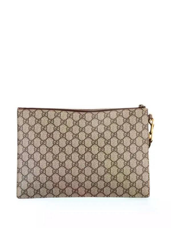 Gucci Gg Coated Canvas Neo Vintage Wristlet Pouch - Brown