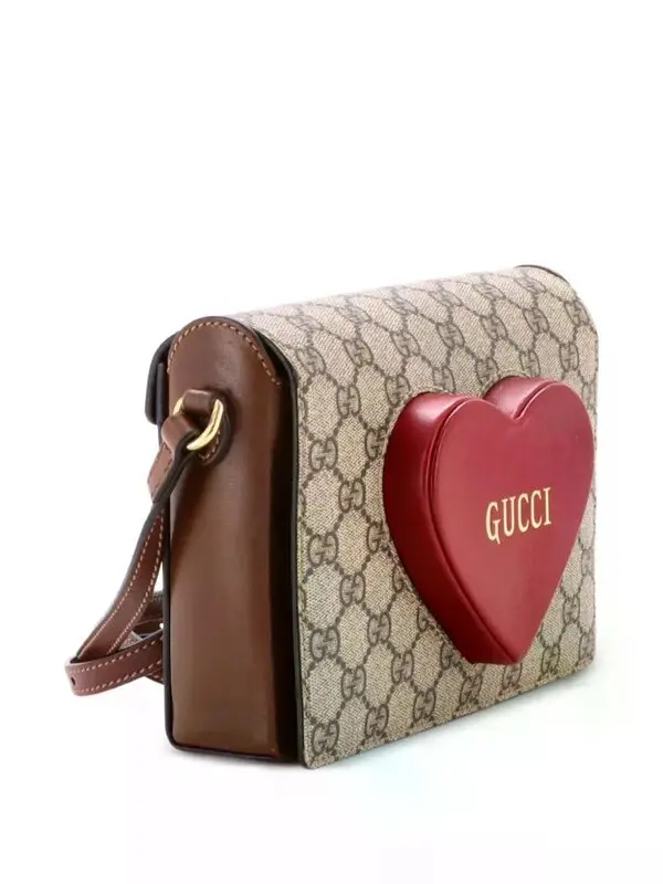 Gucci Logo Heart Gg Coated Canvas Crossbody Bag