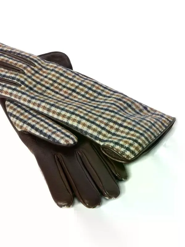 Brunello Cucinelli Checked Virgin-wool Flannel And Leather Gloves