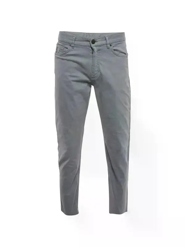 Zegna Cotton Gabardine Slim-fit Trousers - Grey